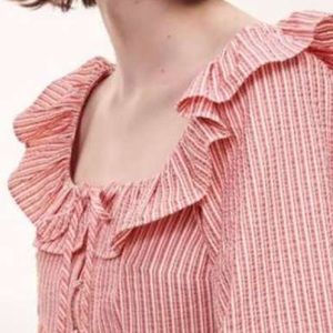 Zara | Tops | Zara Red And White Striped Ruffle Blouse | Poshmark